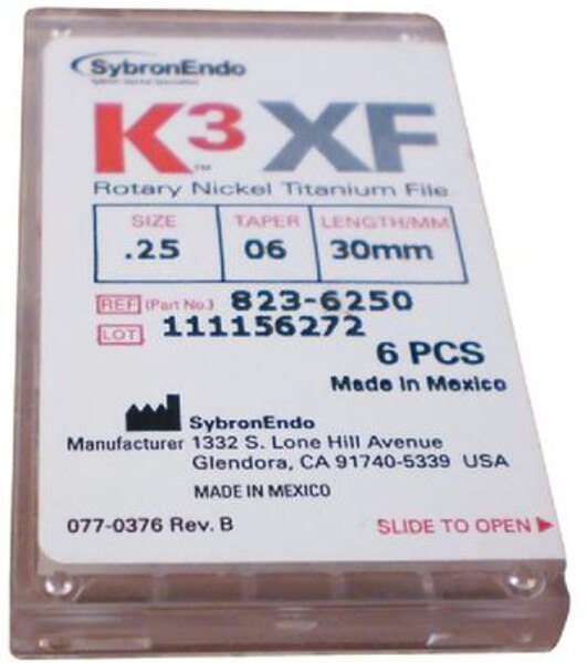 K3 XF File .25/.06 30mm 6/Pk | DC Dental
